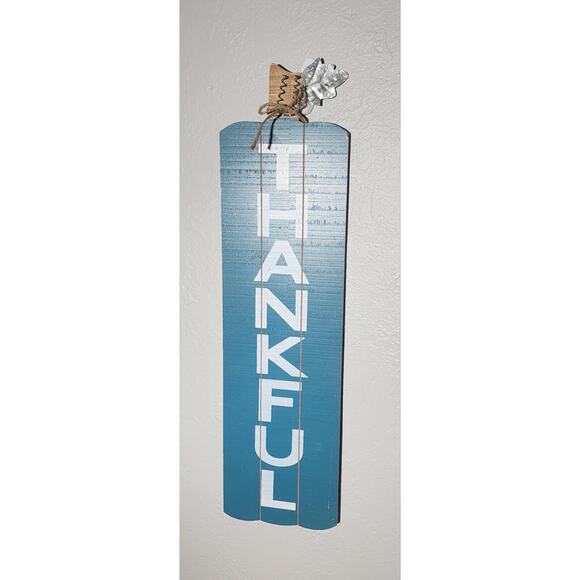 Unbranded | Accents | Wooden Vertical Thankful Sign Metal Leaf Hanging ...